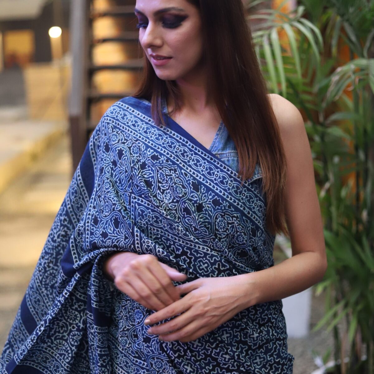 Maroon Saree with Natural Dye - Authentic Naro Ajrak Design